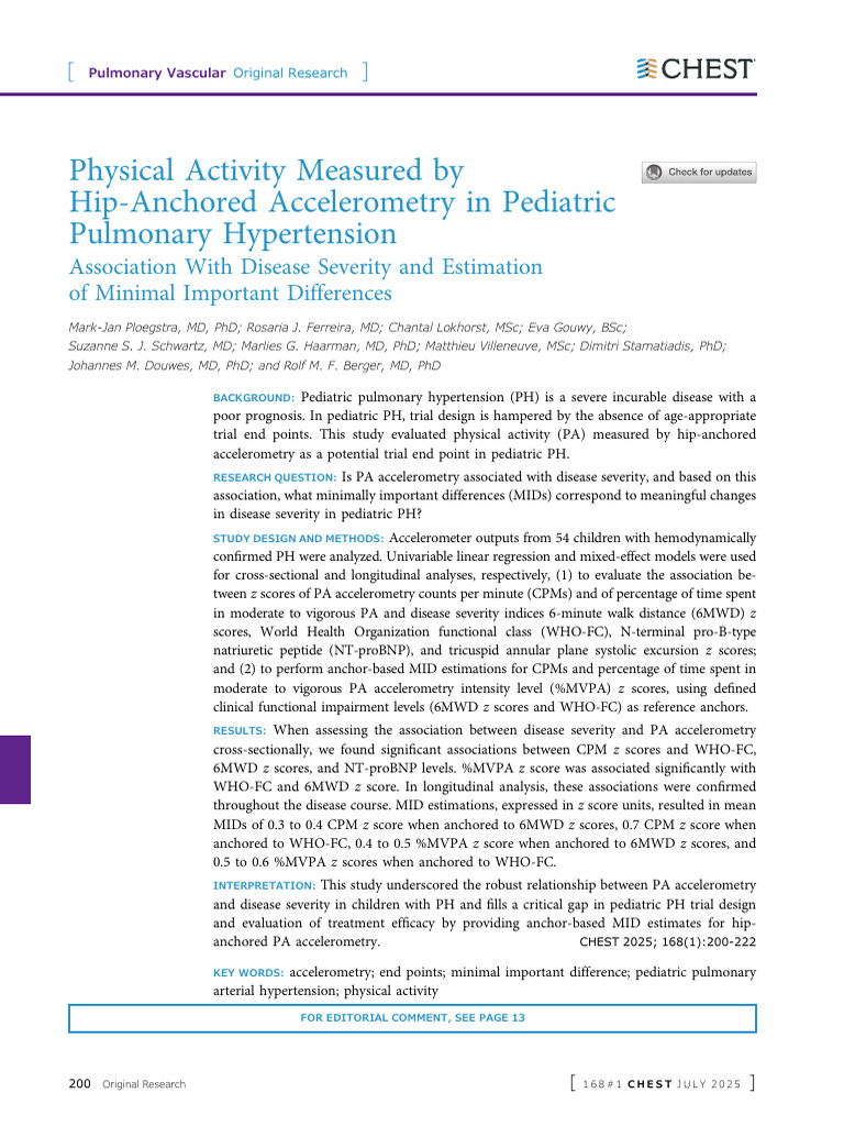 Physical Activity Measured by Hip Anchored Acceler | PDF | Cardiovascular System | Medical ...