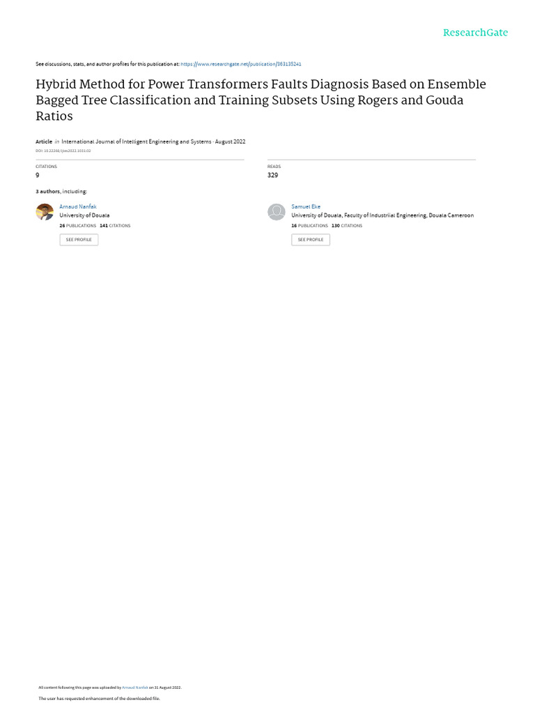 Hybrid Method For Power Transformers Faults Diagnosis Based On Ensemble Bagged Tree ...