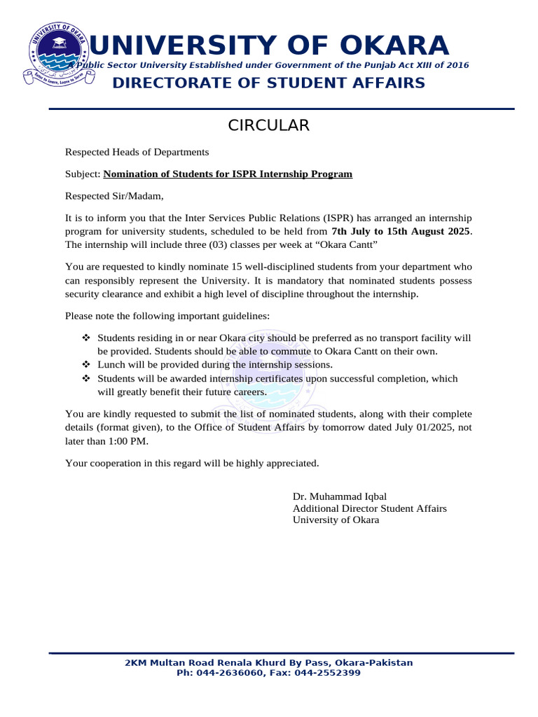 ISPR Internship Program | PDF