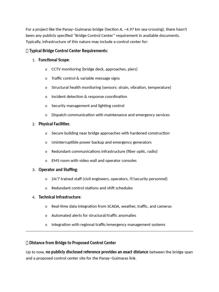 Panay Bridge Control Center Insights | PDF | Bridge