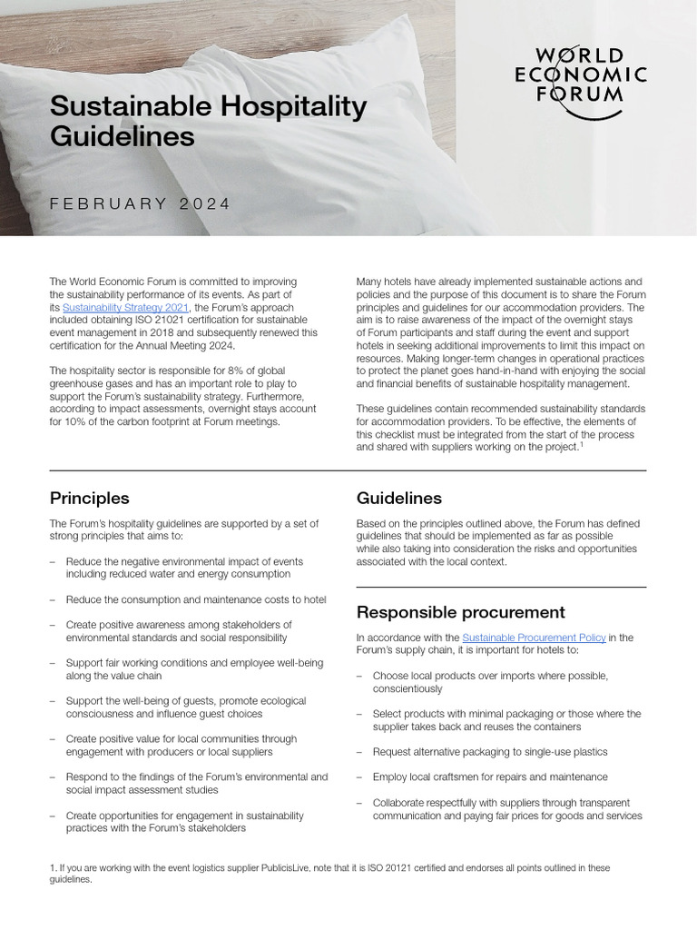 Sustainable Hospitality Guidelines 2024 | PDF | Sustainability | Waste ...