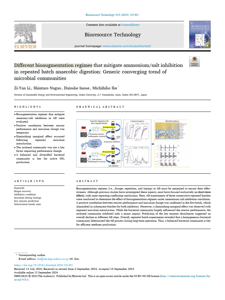 Different Bioaugmentation Regimes That Mitigate Ammonium or Salt ...