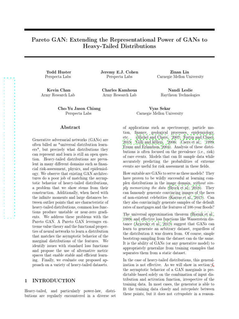 Pareto GAN for Heavy-Tailed Distributions | PDF | Normal Distribution ...