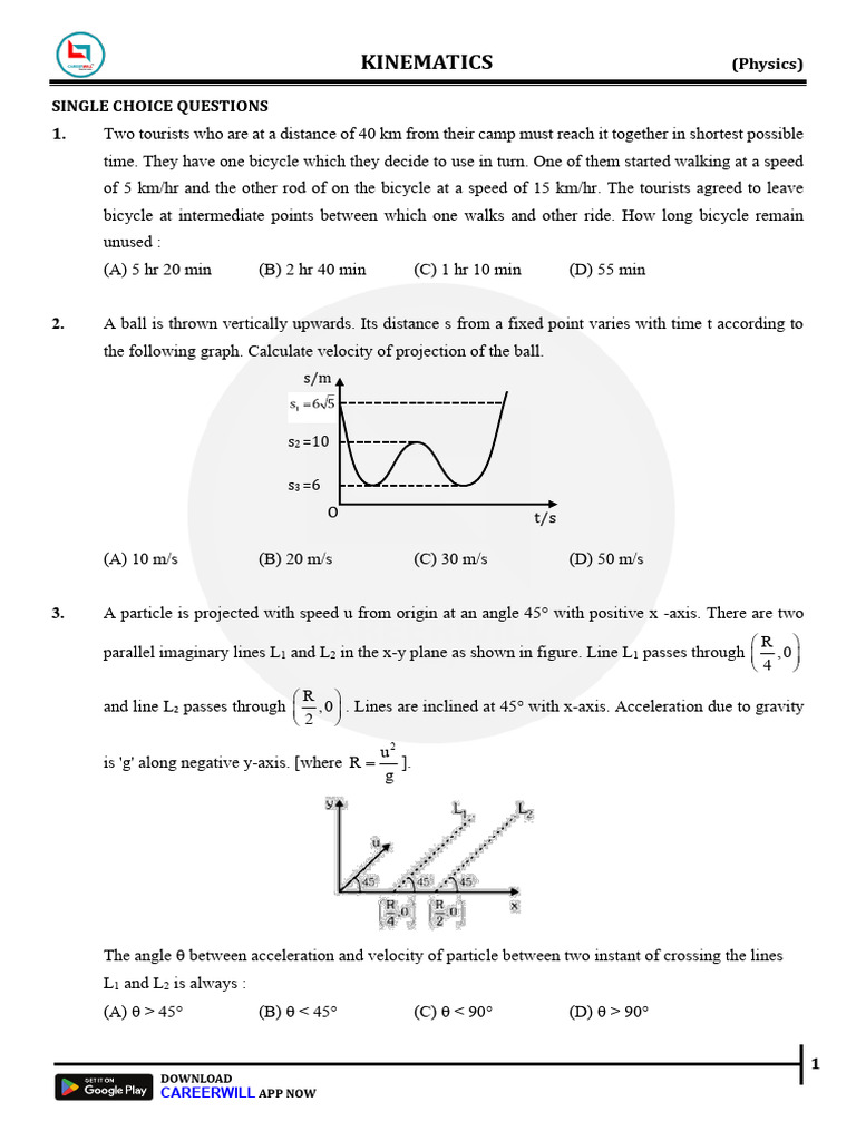 DPP - 01 Kinematics - Jindal4free | PDF | Kinematics | Acceleration
