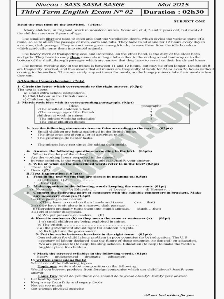 Dzexams 3as Anglais 412823 | PDF