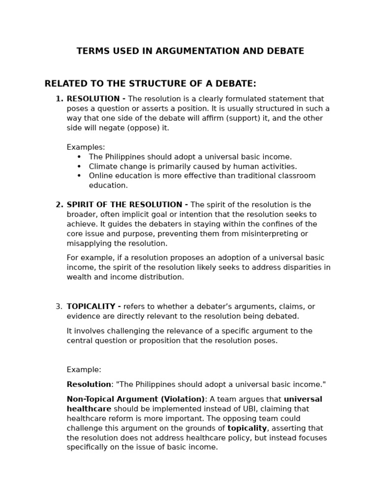 Terms Used in Argumentation and Debate | PDF