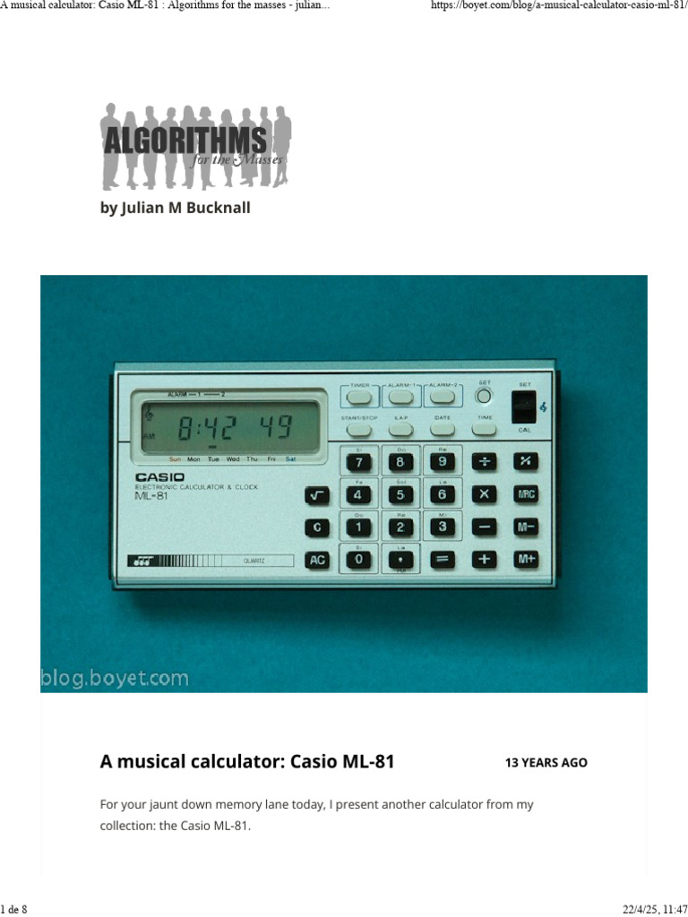 Casio ML-81: The Musical Calculator | PDF