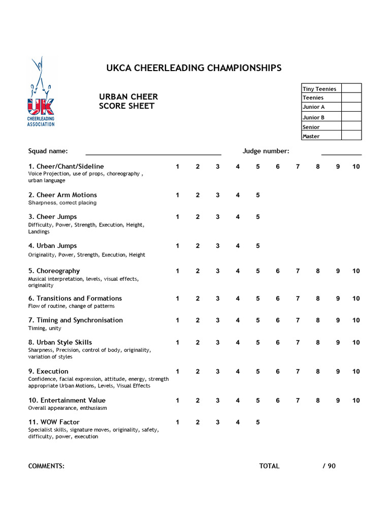 Urban Cheer Score FINAL-2020 | PDF | Cheerleading | Chess Theory