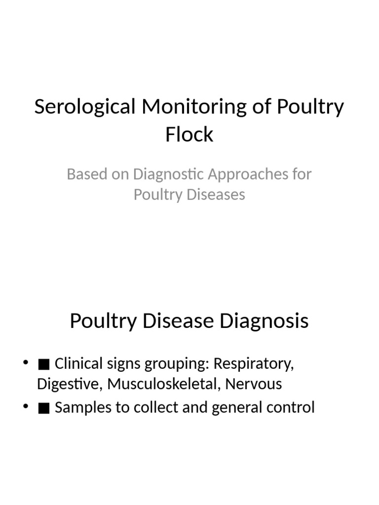 Serological Monitoring of Poultry Flock From Diagnostic Approaches | PDF