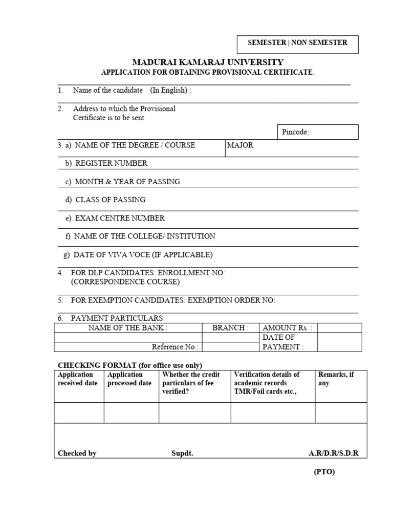 MKU Provisionalcertificate | PDF