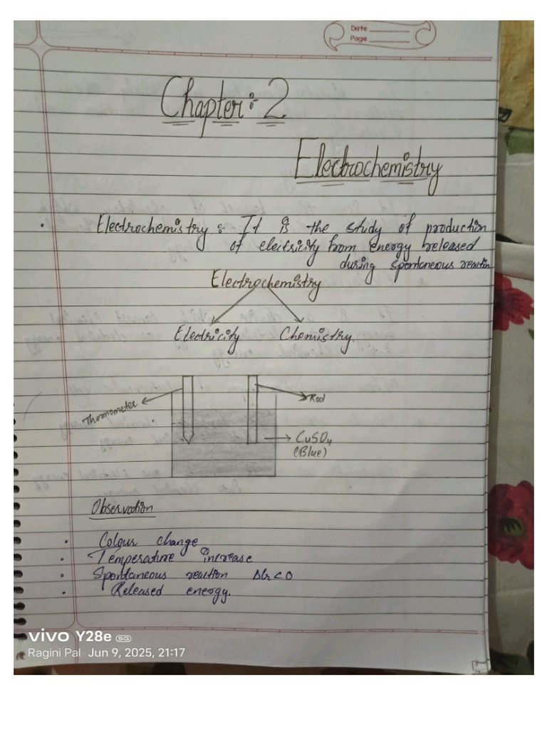 Chemistry Chapter 2 Electrochemistry Notes. | PDF