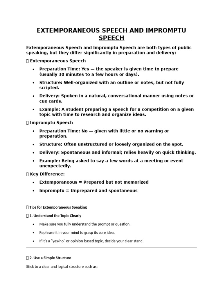 Tips For Extemporaneous Speaking | PDF | Communication | Human ...