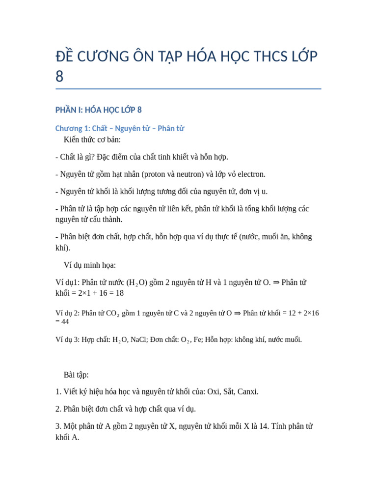 De Cuong Hoa THCS Lop 8 Hoan Chinh | PDF