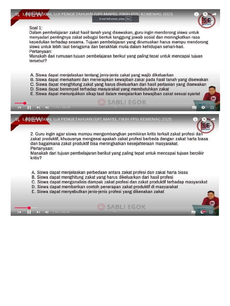 Contoh Soal Up Mapel Fiqih | PDF