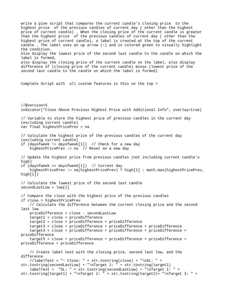 Close Above Previous High with Labels | PDF | Computer Programming