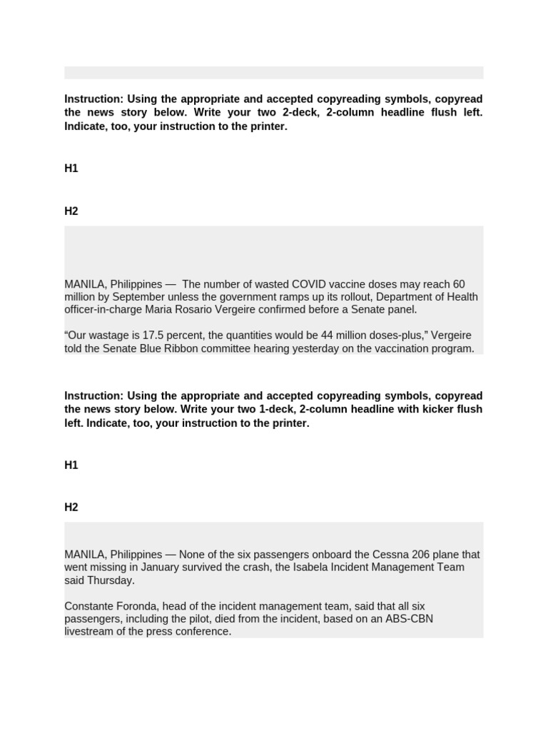 Headline Writing Activity | PDF