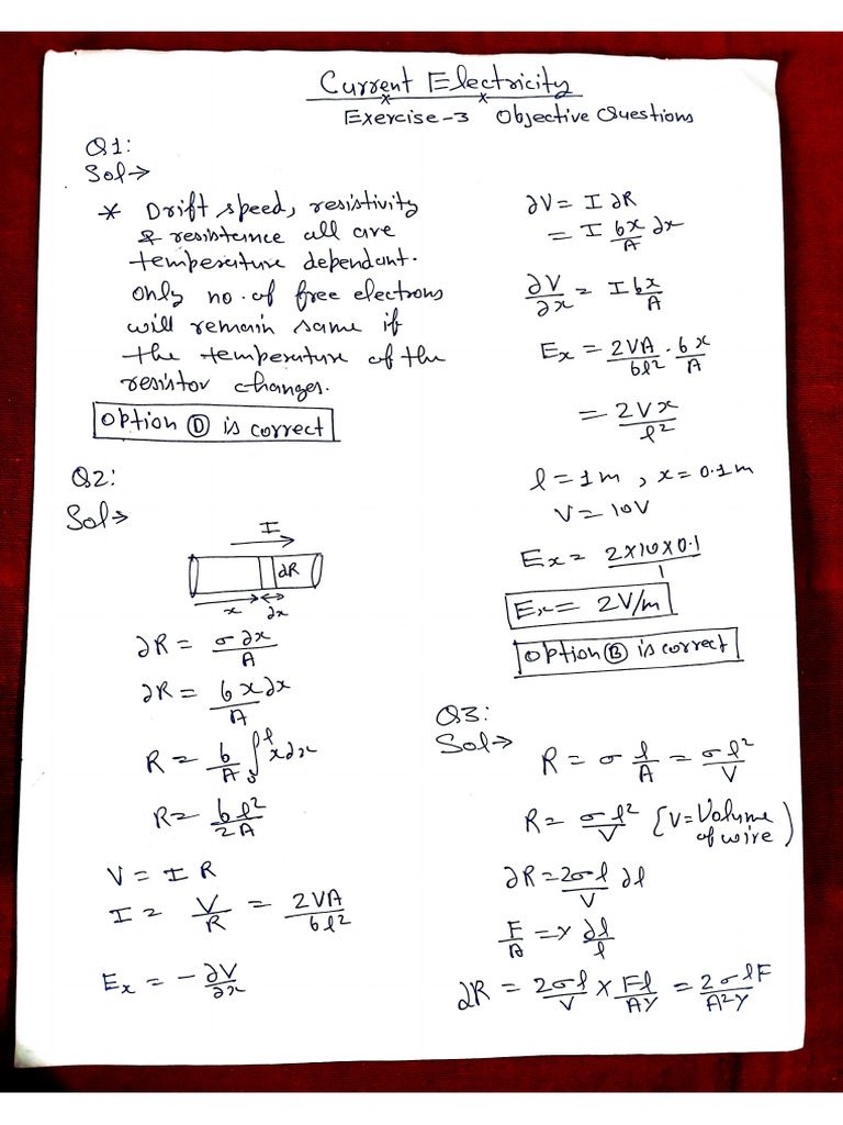 Sol. Current Electricity Ex - 3 Objective | PDF
