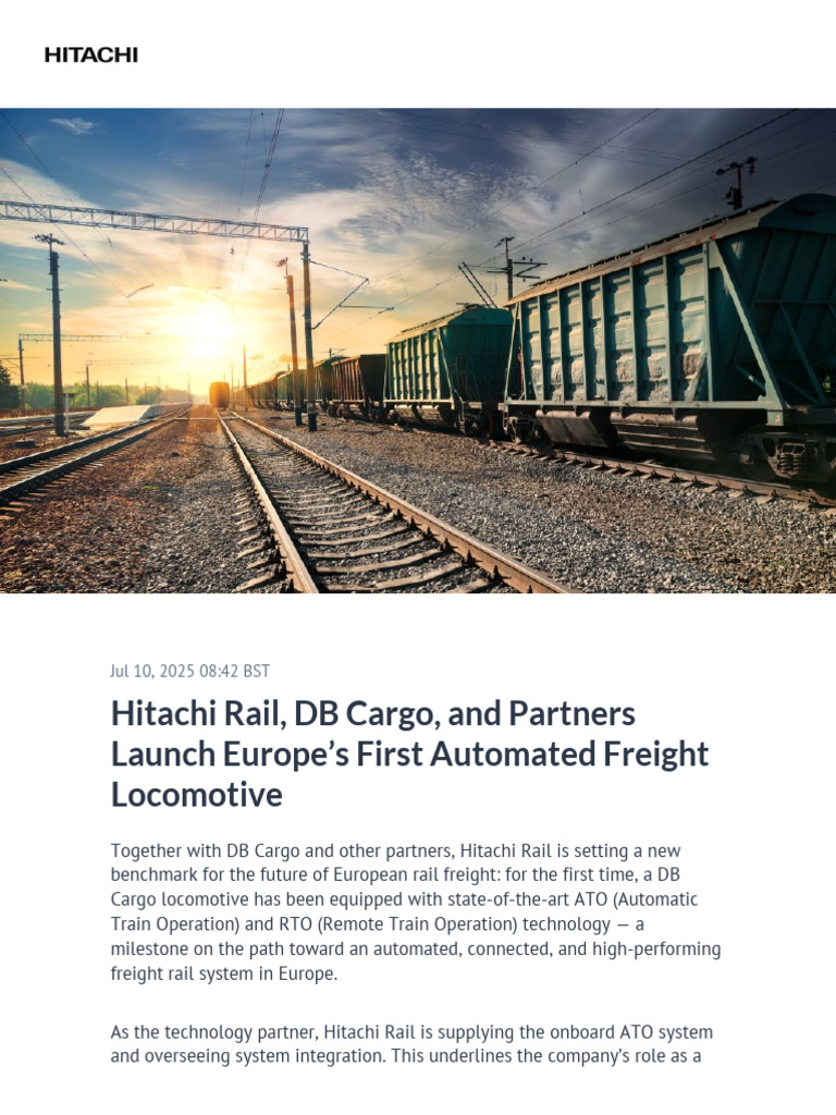 Hitachi Rail, DB Cargo, and Partners Launch Europe's First Automated ...