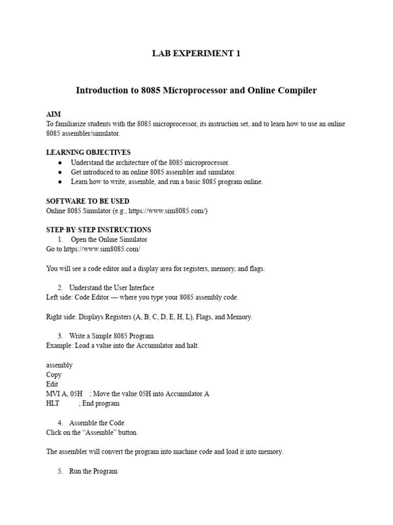 Computer Architecture Lab 1 | PDF