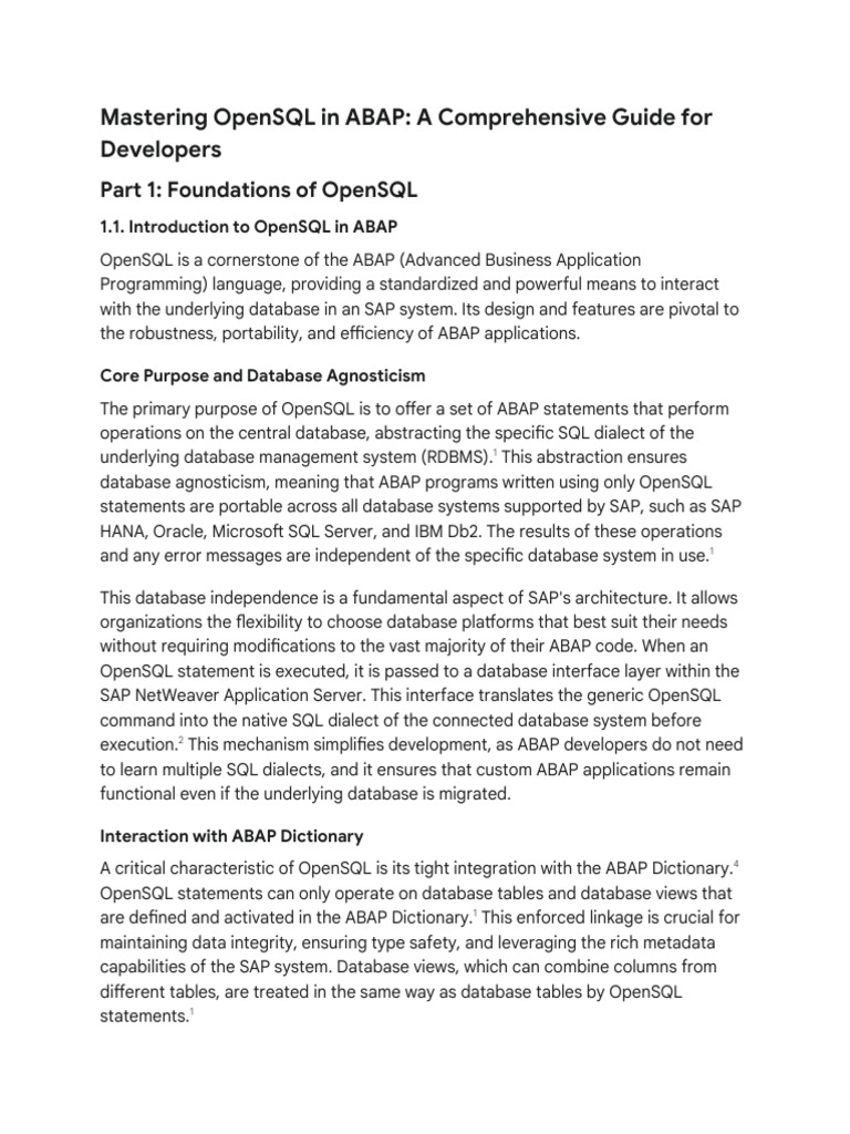 OPENSQL for ABAP Developers | PDF | Databases | Database Index