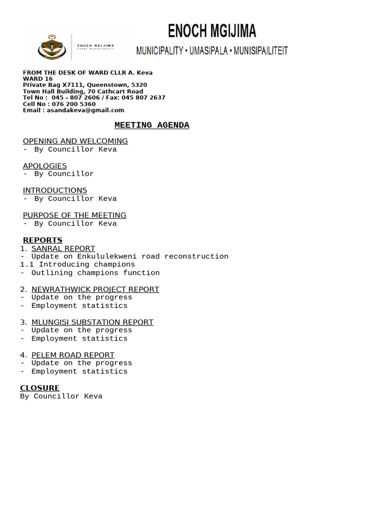 WARD 16 Meeting Agenda 17 June 2025 | PDF