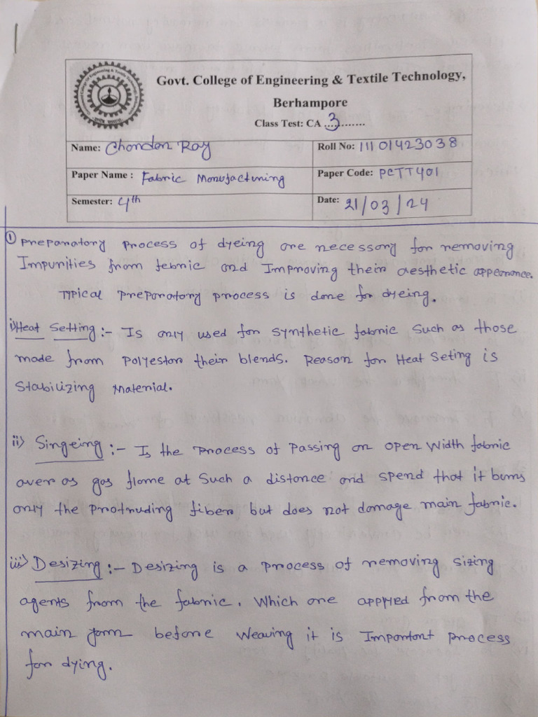Chandan Ray Fabric Manufacturing CA3 | PDF
