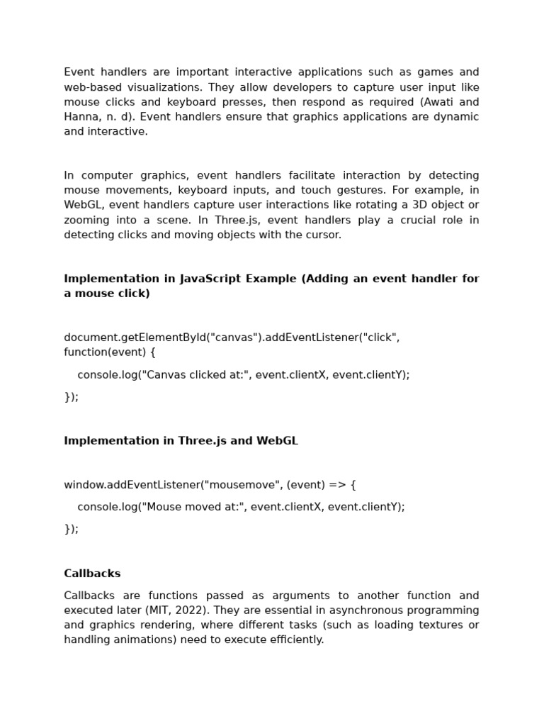 Cs 4406 Discussion Assignment Unit 5 | PDF | Web Gl | Callback (Computer Programming)