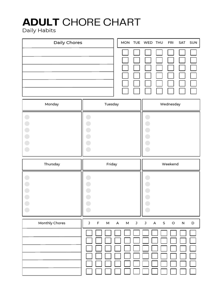 Adult Chore Chart Template | PDF