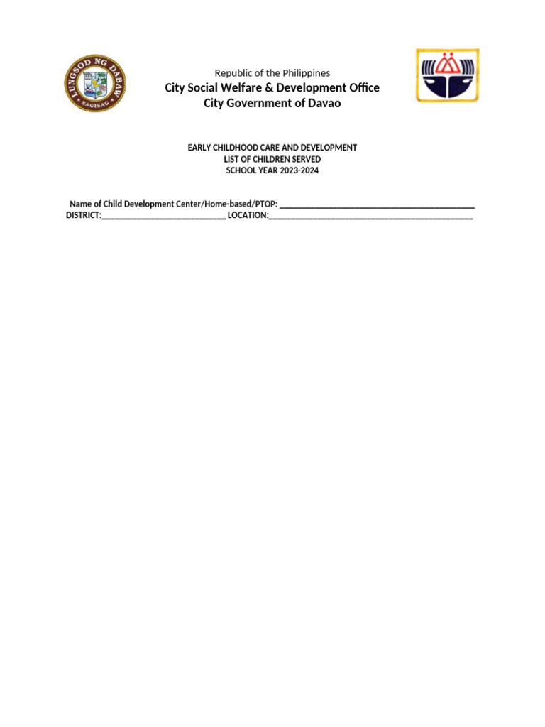 Eccd List of Children 2023-24 | PDF