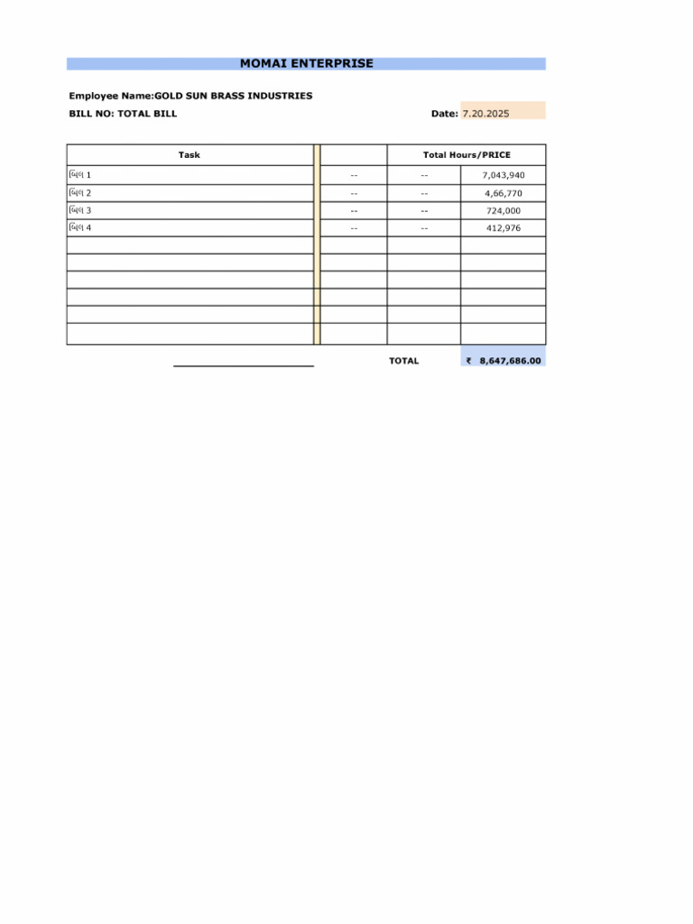Goldsun Brass Total Bill (5 Files Merged) | PDF