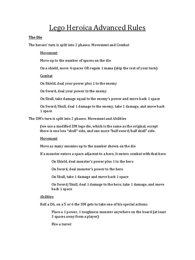 Lego Heroica Advanced Rules | PDF | Role Playing Games | Video Games