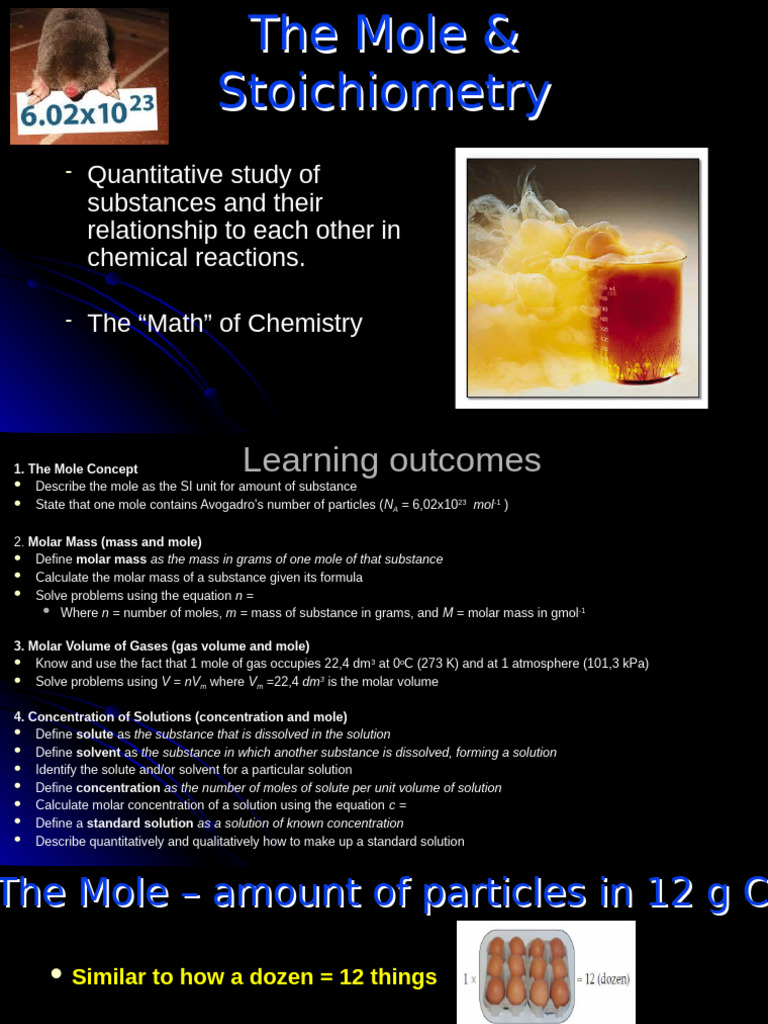 Topic 1 01 - The Mole & Stoichiometry | PDF | Mole (Unit) | Concentration