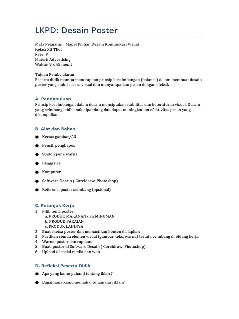 LKPD Desain Poster Balance | PDF