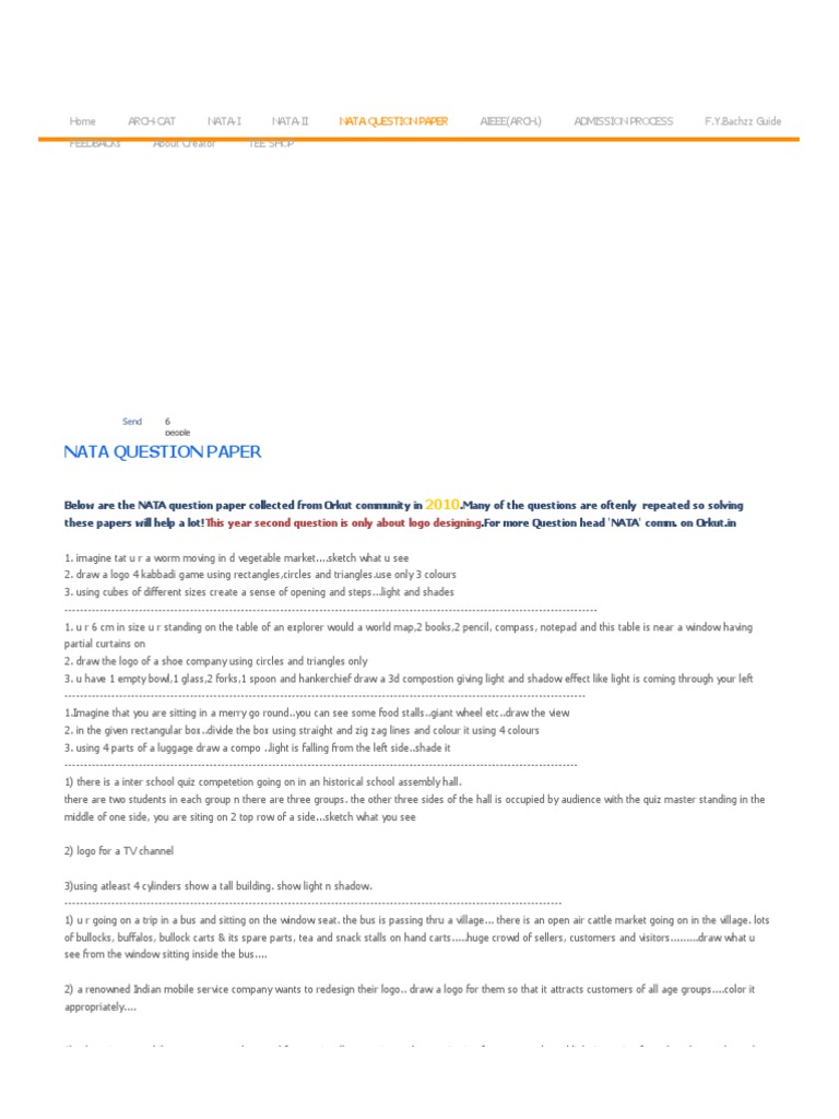 Nata Question Paper - Arch | PDF | Shape | Shadow