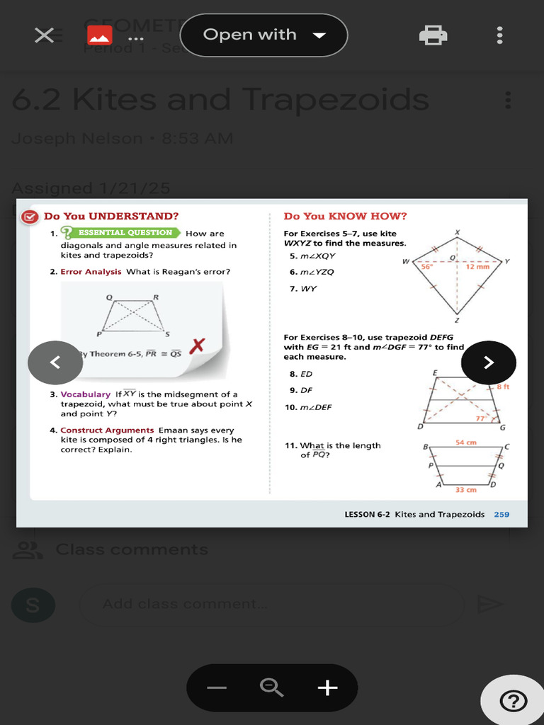 Kites and Trapezoids Geometry Lesson | PDF