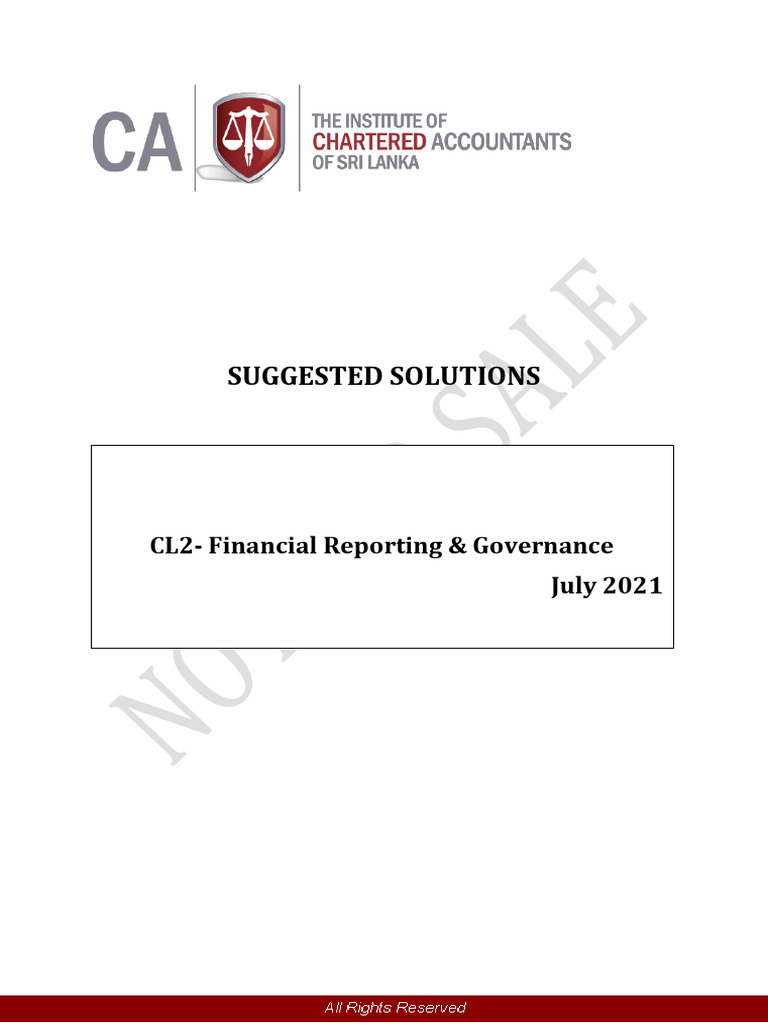 CL2 - Suggested Solutions - July 2021 | PDF | Fair Value | Deferred Tax
