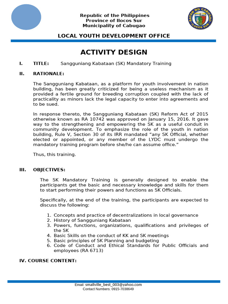 SK Mandatory Training Project Design | PDF