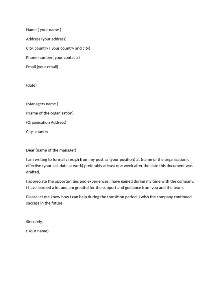 Resignation Latter | PDF