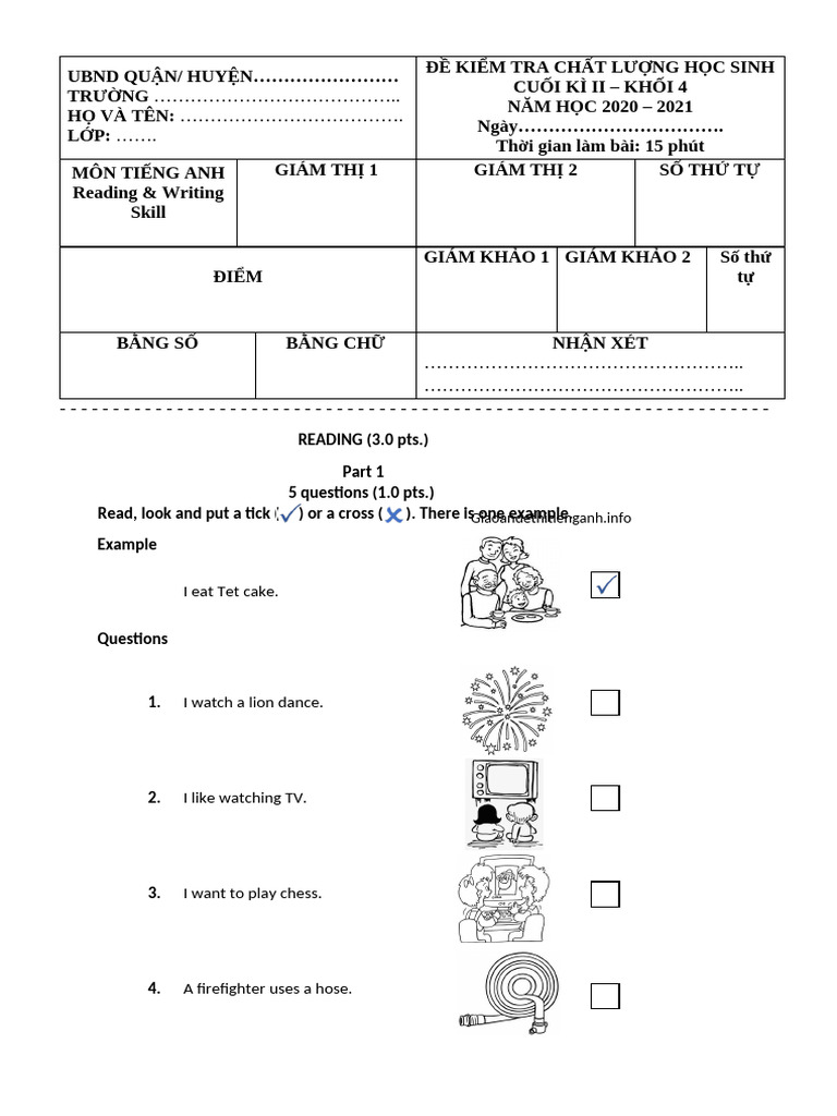 Reading and Writing G4 - HKII Nâng Cao - TEST 2 | PDF