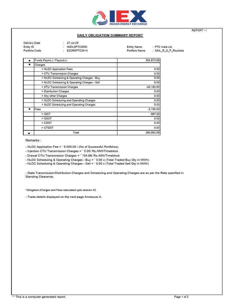 RTM Iex270725dor Ptc0414 Or0 Sail R S P Rourkela | PDF | Electric Power ...