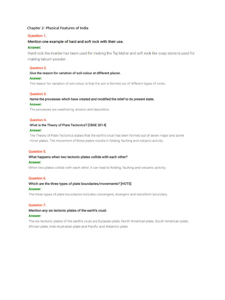 Grade 9 - Physical Features of India | PDF