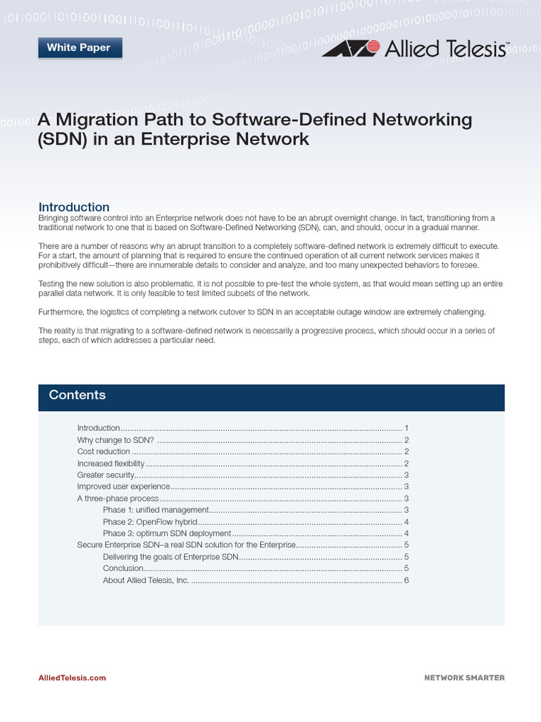 Ati Migrating SDN in Ent Network WP | PDF | Computer Network | Information Technology