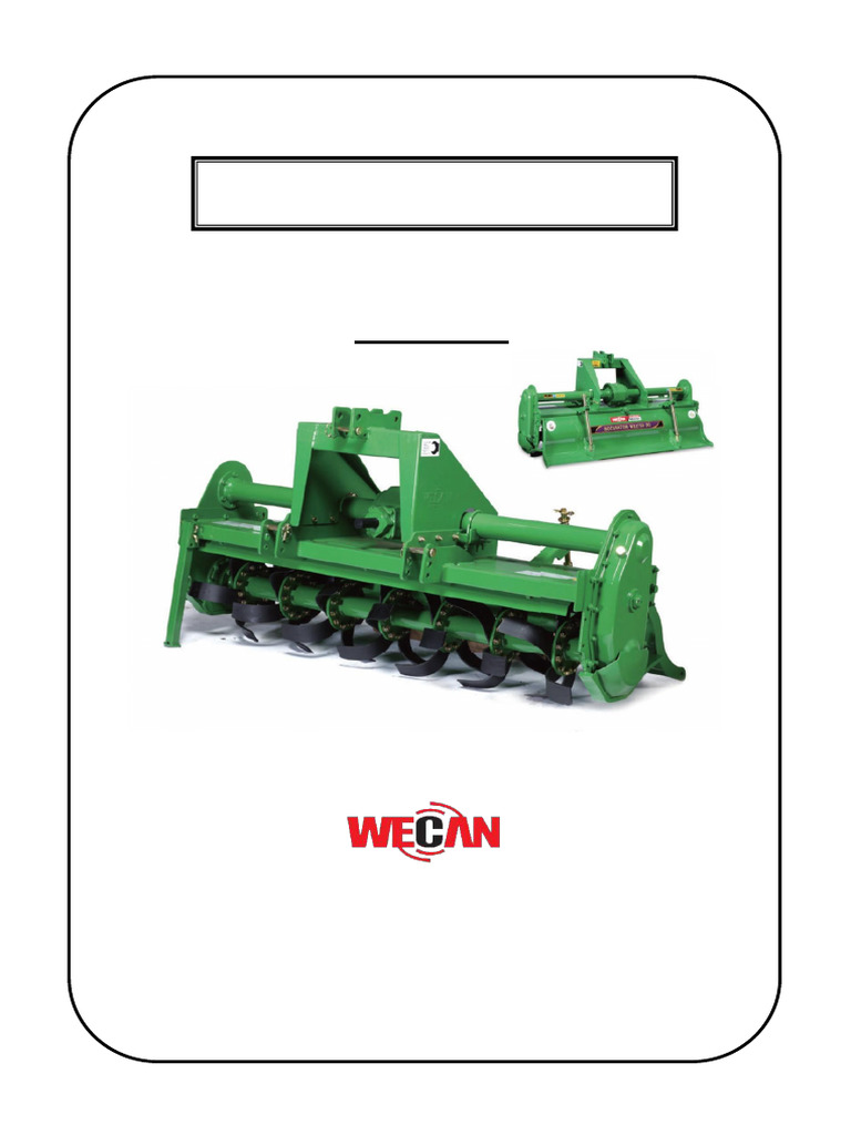 WECAN Rotavator Operation Manual | PDF | Tractor | Gear