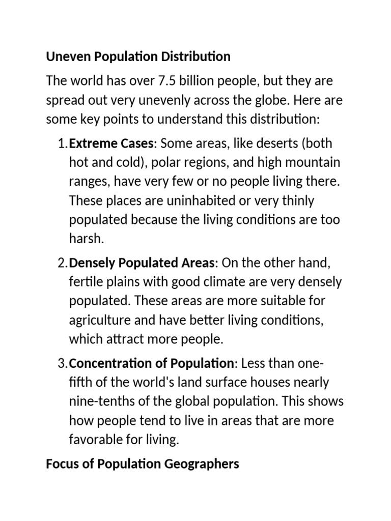 Uneven Population Distribution | PDF | Earth Sciences | Natural Environment