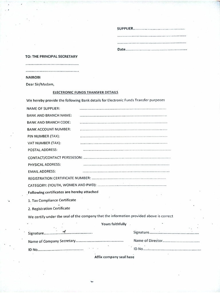 Bank Details EFT Blank | PDF