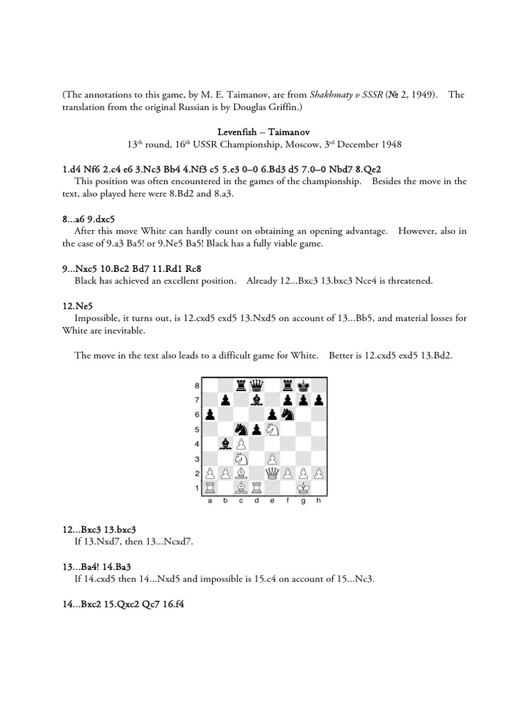 Taimanov vs. Levenfish: USSR 1948 Chess | PDF | Chess Openings | Chess ...
