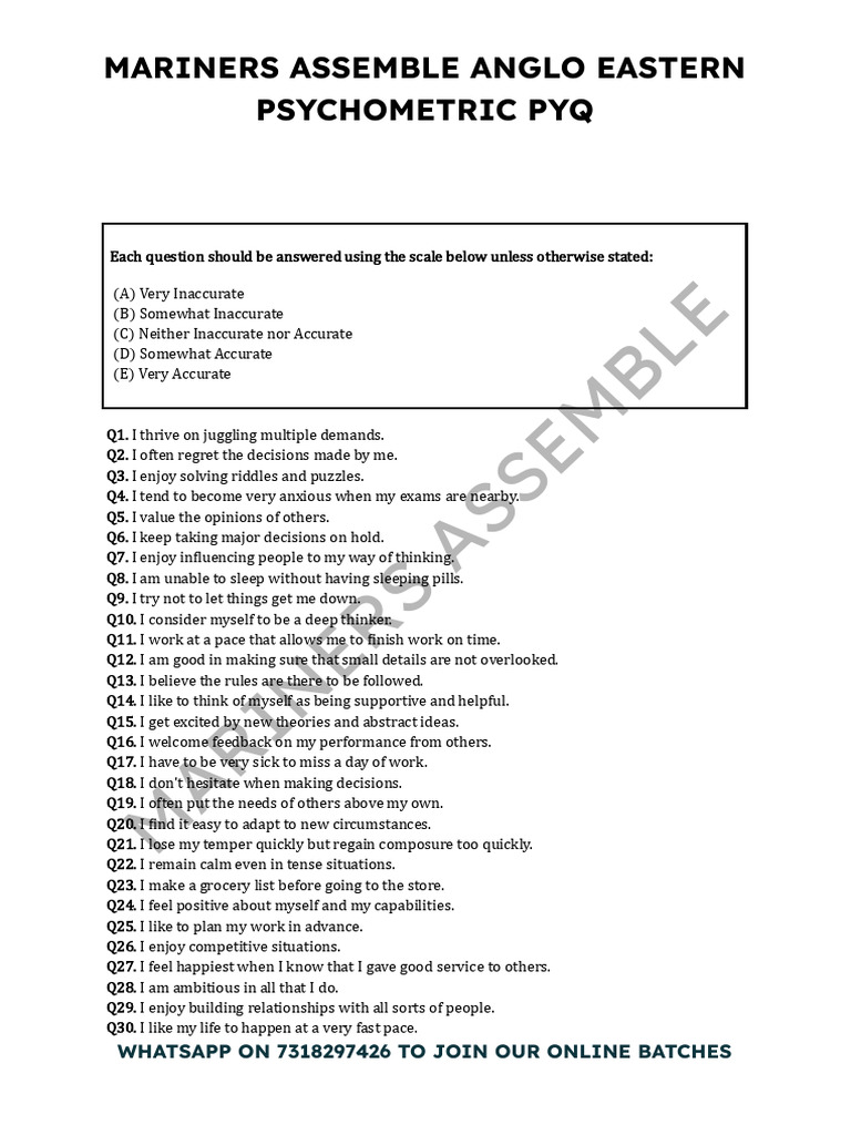ANGLO Eastern DNS Psychometric | PDF | Psychology