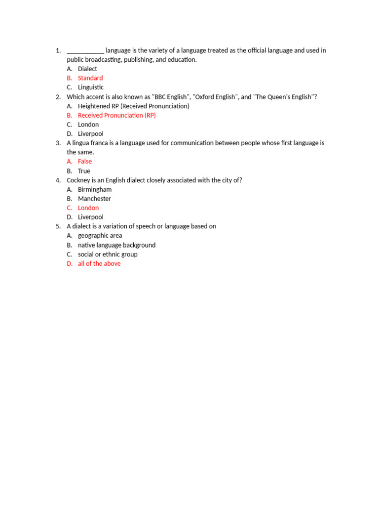 ESL 101: Language Variations Explained | PDF