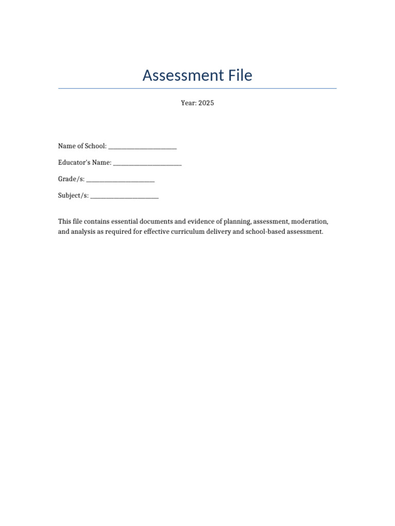 School-Based Assessment File Index | PDF