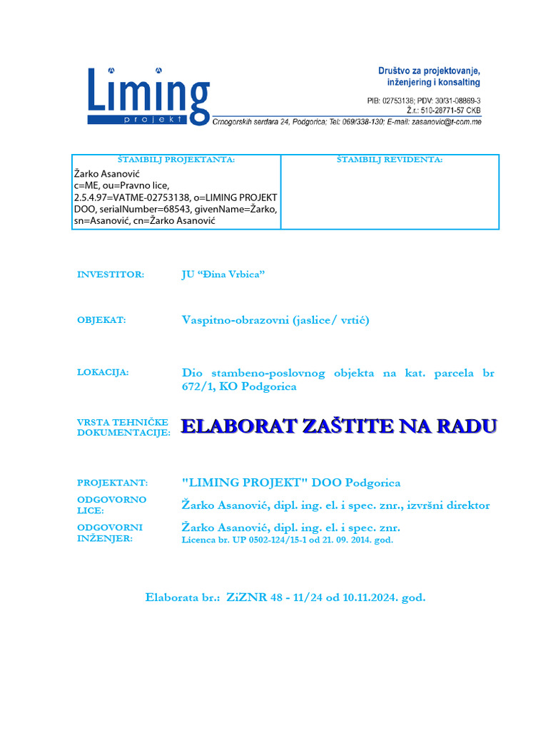 Elaborat ZNR Vrtić | PDF